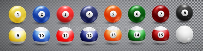 Billiard, Pool Balls Collection. Snooker. Realistic Balls on ...