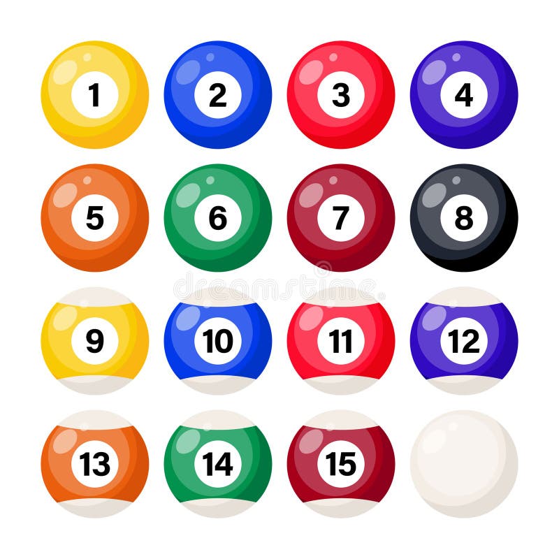 Billiard, Pool Balls with Numbers, Set. Realistic Glossy Snooker Ball ...