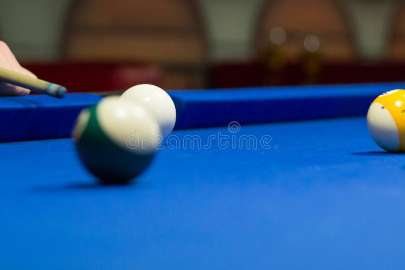 Billiard Pool Player Aims To Shoot Balls with Cue Stock Image - Image ...