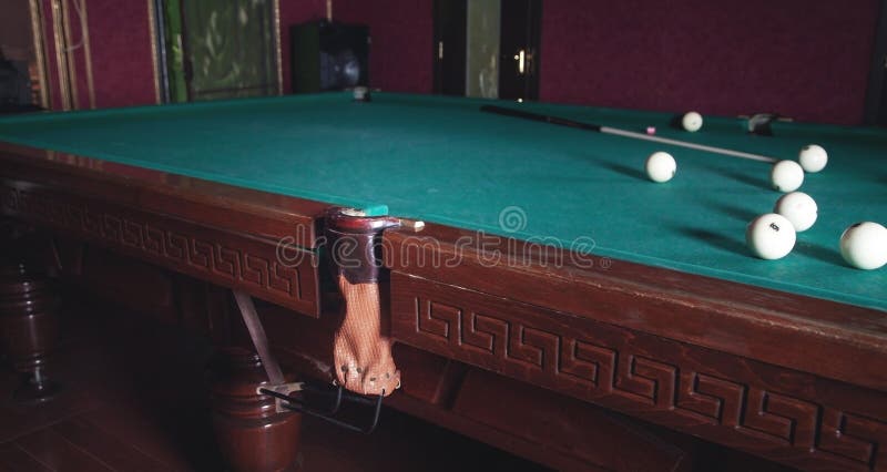 Billiard Room Interior. Green Table for Game Stock Image - Image of ...