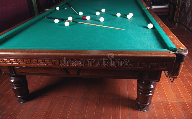 Billiard Room Interior. Green Table for Game Stock Photo - Image of ...