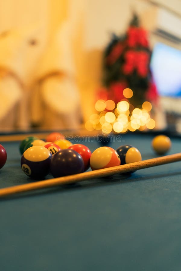 Billiard on Table. Cue and Balls Stock Image - Image of round, elements ...