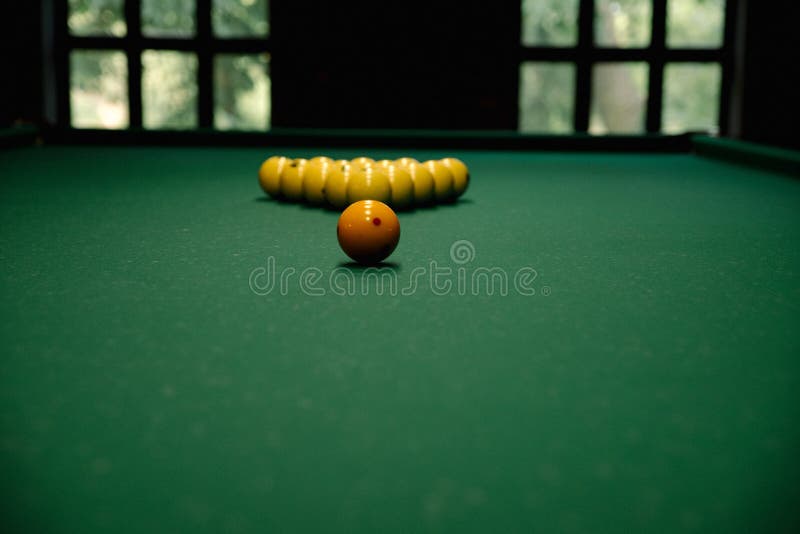 Billiard Table with Billiard Balls Close Up.Billiard Balls in a Pool ...