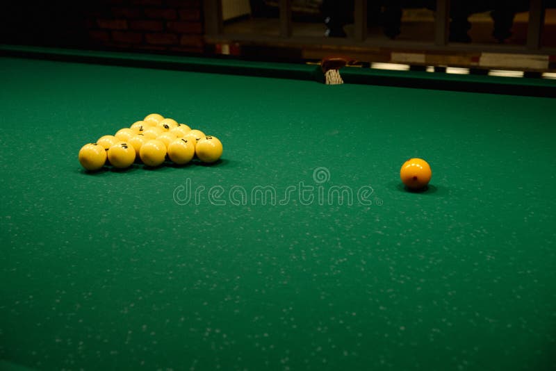 Billiard Table with Billiard Balls Close Up.Billiard Balls in a Pool ...