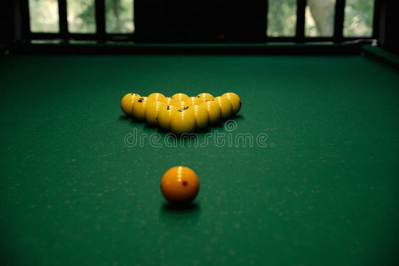 Billiard Table with Billiard Balls Close Up.Billiard Balls in a Pool ...