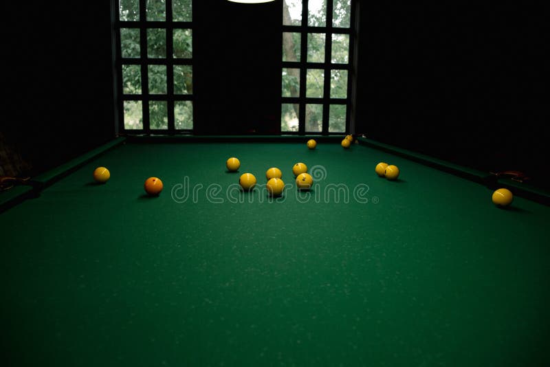 Billiard Table with Billiard Balls Close Up.Billiard Balls in a Pool ...