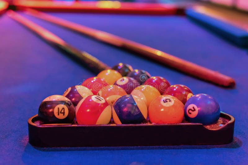 Billiard Table Balls and Cue Stock Photo - Image of competition ...