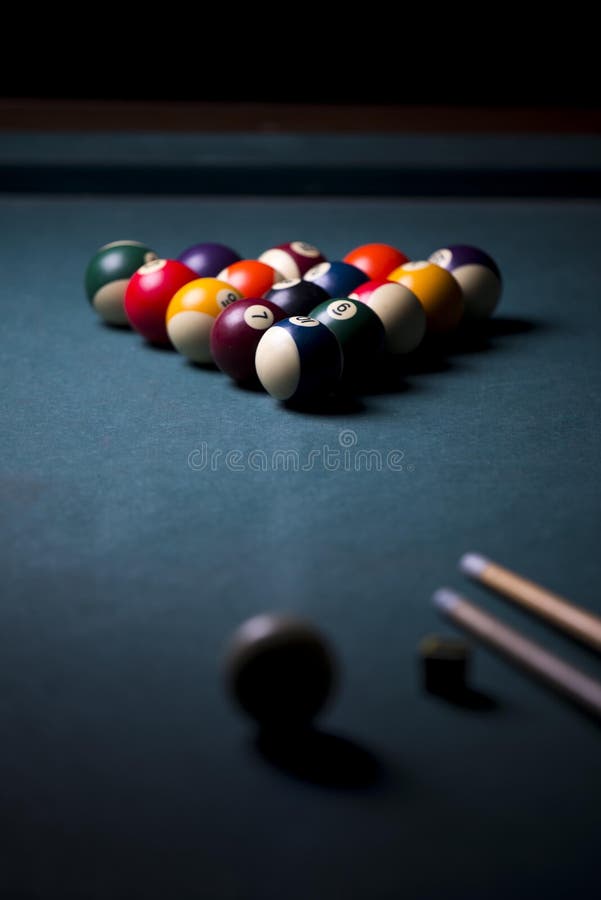 Billiard Table with Balls Isolated. Pool Cue Game Stock Photo - Image ...