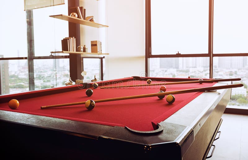 Red Billiard table stock image. Image of billiards, billiard - 106270329