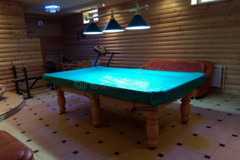 Billiard Table with a Cover in the Hall Stock Image - Image of interior ...