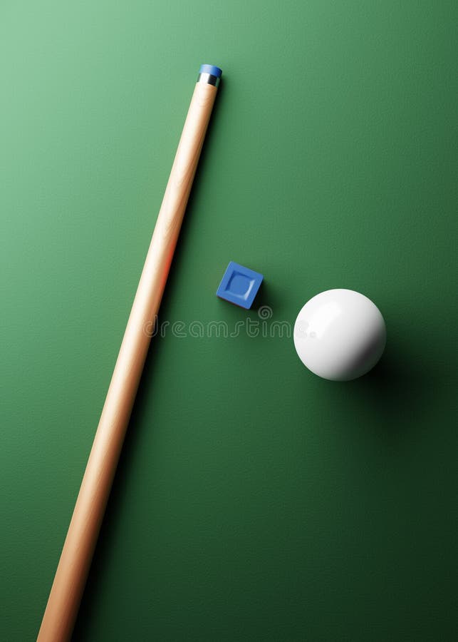 Billiard Table with Cue and White Ball Stock Photo - Image of sphere ...