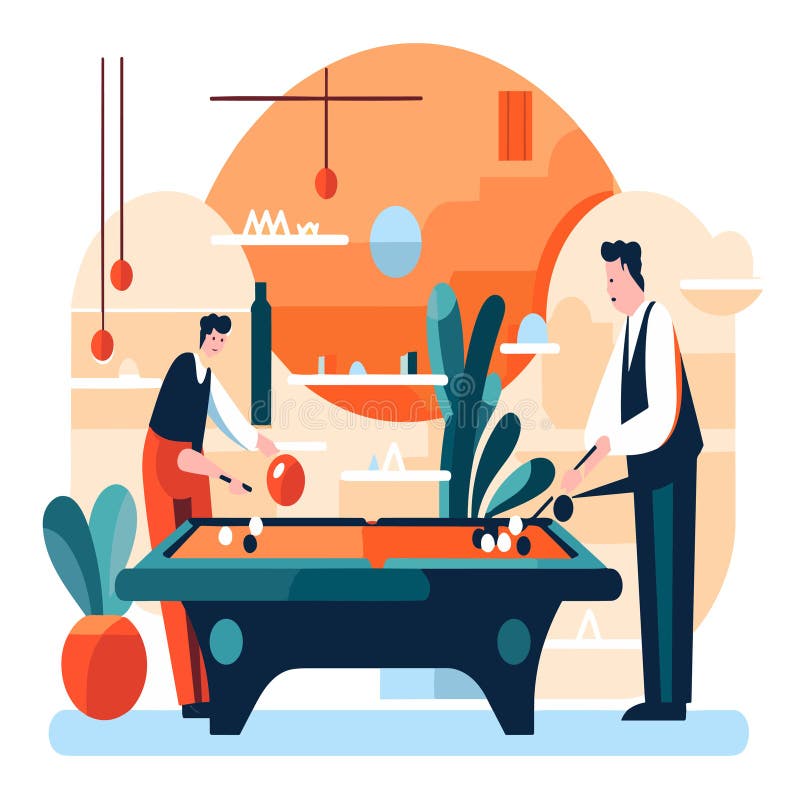 Billiard Table, Cues and Balls Flat Pool Billiard Illustration Stock ...