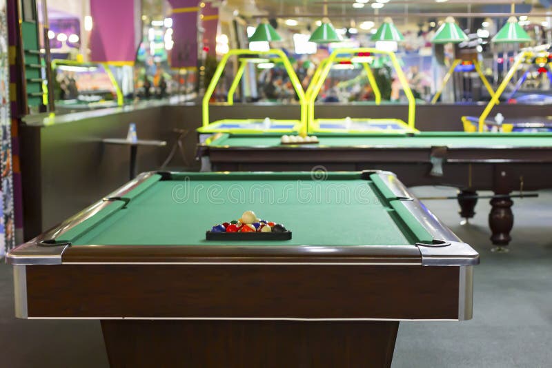 Billiard Table in the Entertainment Center Stock Photo - Image of group ...