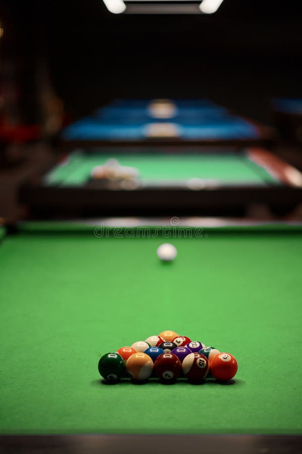 Billiard Table with Green Surface and Ball Stock Photo - Image of ball ...