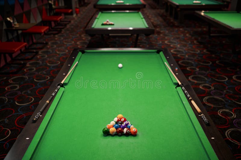 Billiard Table with Green Surface and Ball Stock Image - Image of ...