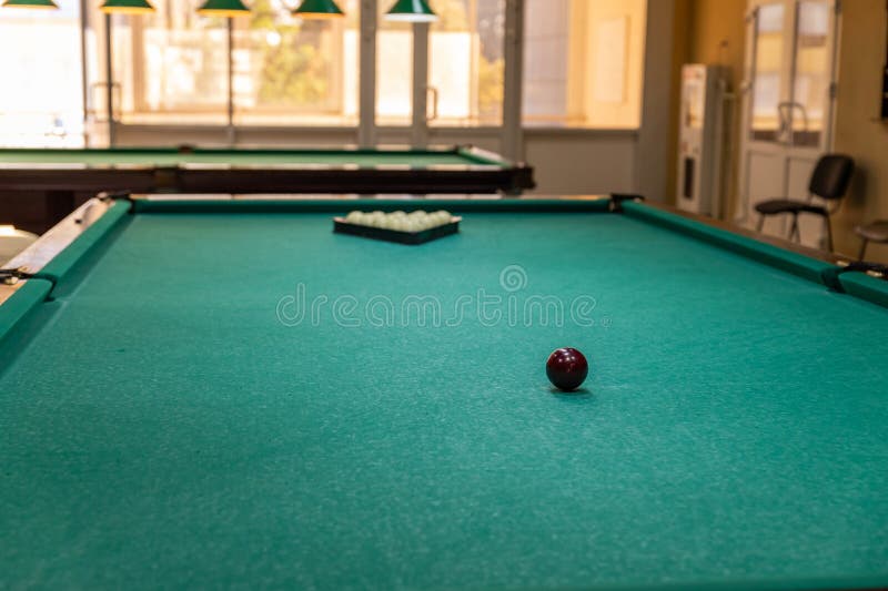 Billiard Table with Green Surface and Balls in the Billiard Club. Pool ...