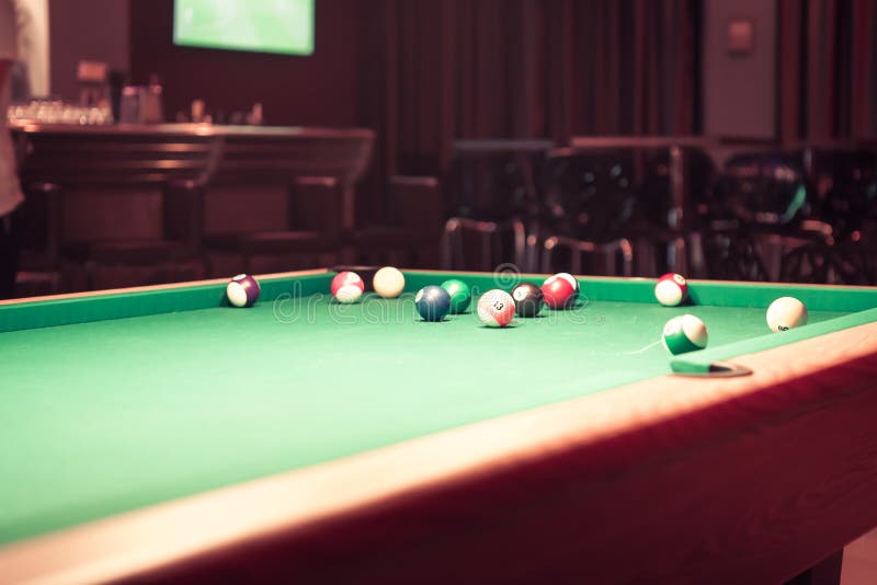 Billiard table stock image. Image of ready, game, night - 74071555