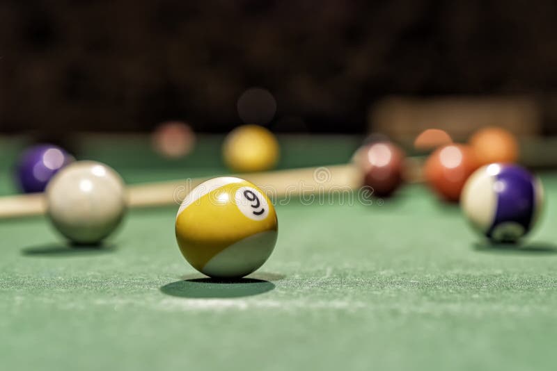 Billiard Table in an Old Castle with Billiard Balls Stock Photo - Image ...