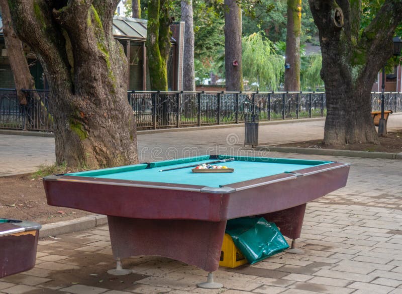Billiard Table in the Park. Entertainment in the Park. Game for Money ...