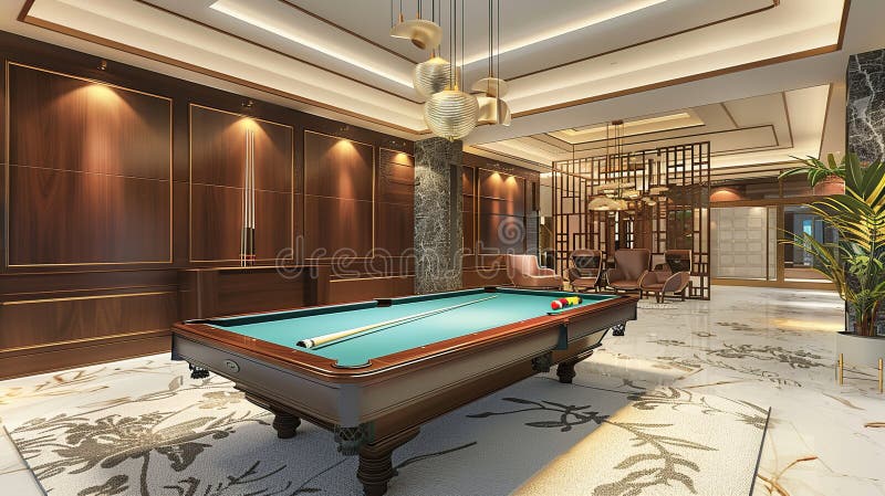 A Billiard Table is Placed in the Lobby, Interior Design . Generative ...