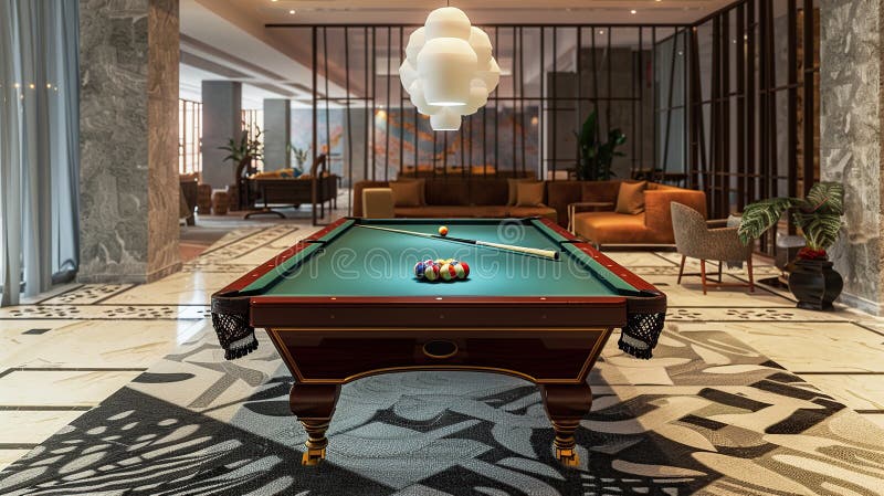A Billiard Table is Placed in the Lobby, Interior Design . Generative ...