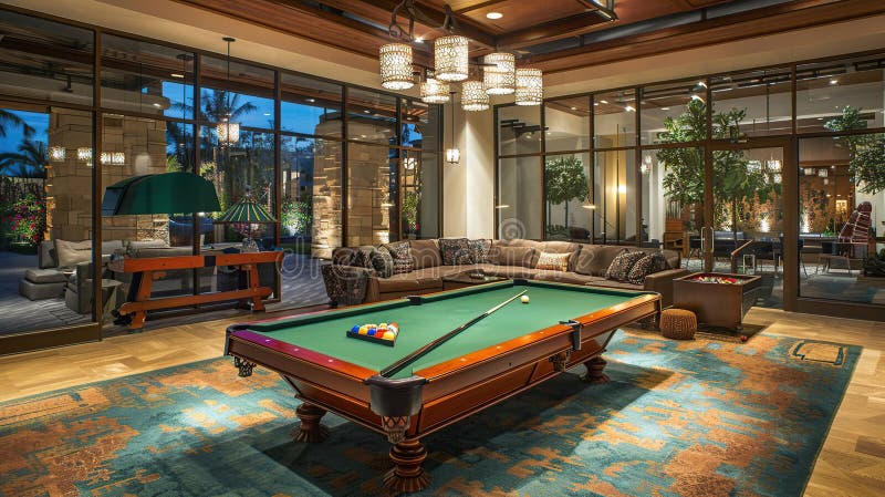 A Billiard Table is Placed in the Lobby, Interior Design . Generative ...