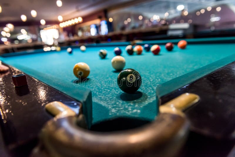 Billiard Table with Pocket and Ball Near it Stock Photo - Image of ...