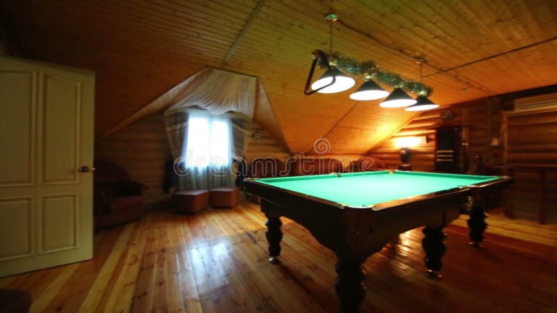 Billiard Table in Room Made of Wood at Bathing Stock Footage - Video of ...