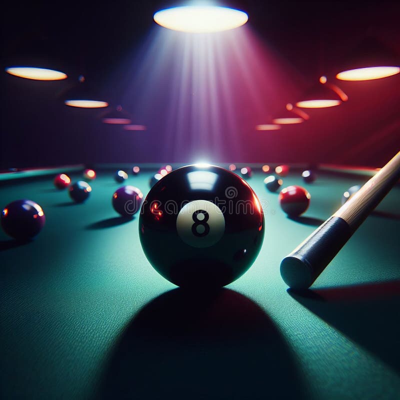 Billiard Table Set with Cue and Ball, Evoking the Thrill of a Dynamic ...