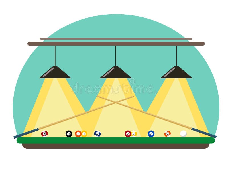 Pool Table Light Billiard Balls Cues Stock Illustrations – 45 Pool ...