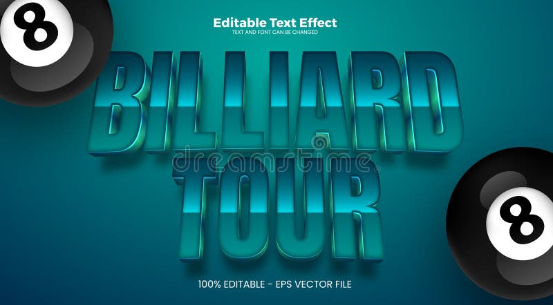 Billiard Tour Editable Text Effect in Modern Trend Style Stock Vector ...