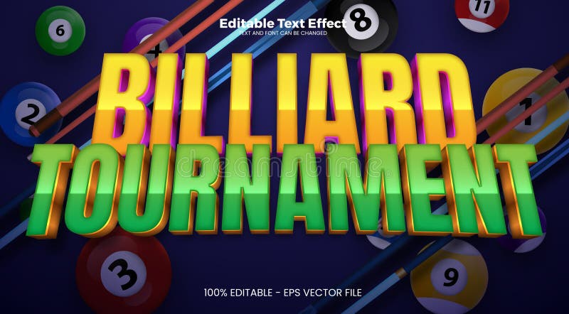 Billiard Tournament Editable Text Effect in Modern Trend Style Stock ...