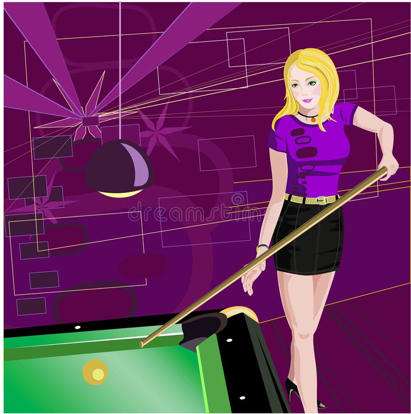 Billiard Pool girl stock illustration. Illustration of room - 11660449
