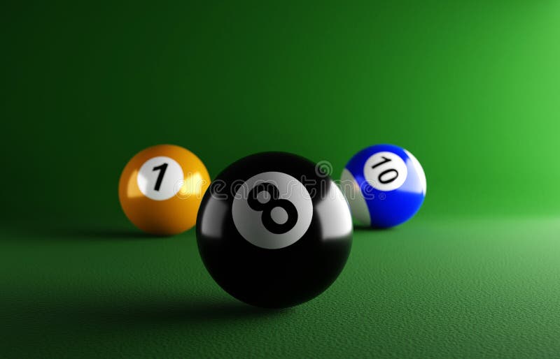 Billiards Balls on Green Background Stock Illustration - Illustration ...