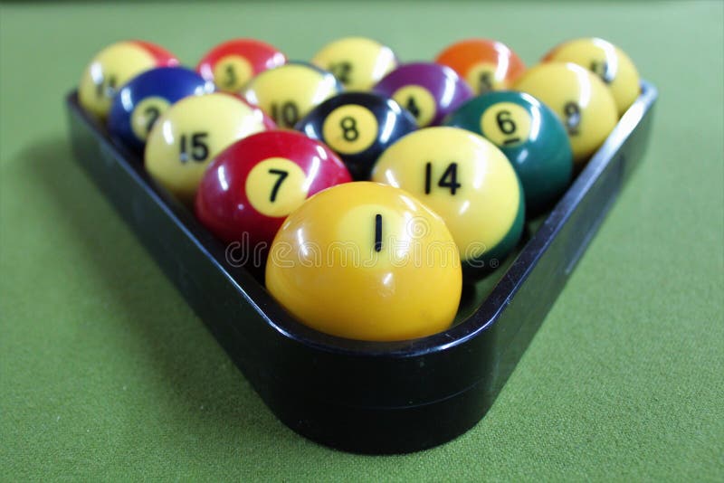 Racked pool balls stock image. Image of billiards, rack - 139237913