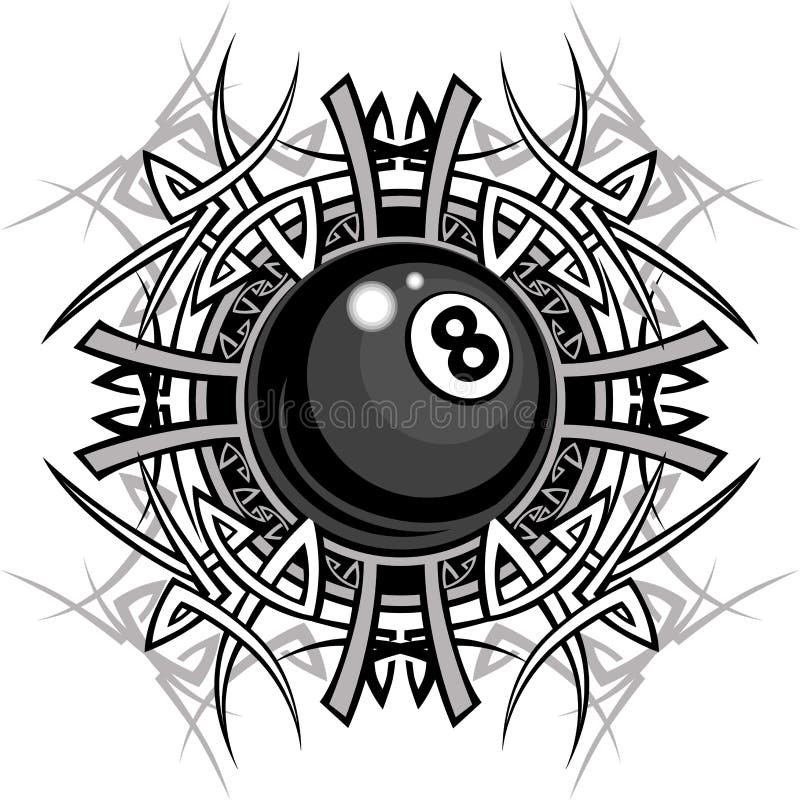 Billiards Eightball Tribal Graphic Image Stock Vector - Illustration of ...