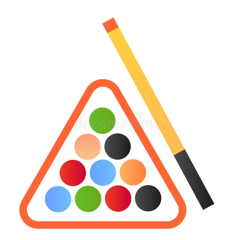 Billiards Flat Icon. Pool Cue and Balls Vector Illustration Isolated on ...