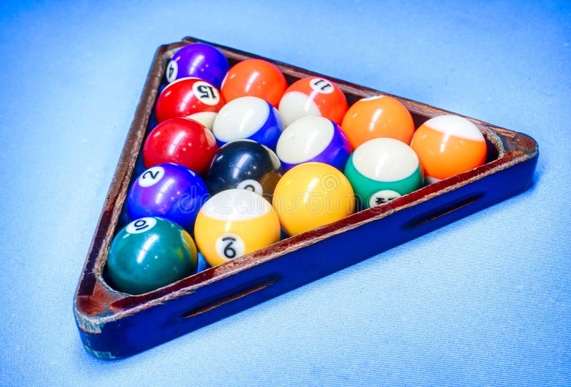 Billiards Game - Balls in Wooden Triangle Stock Image - Image of pool ...