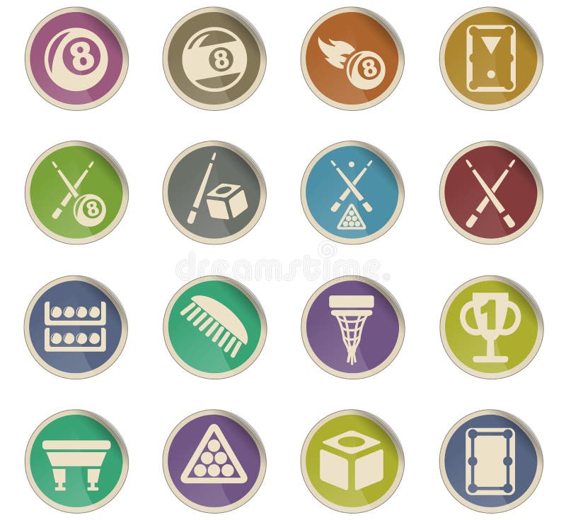 Billiards icon set stock illustration. Illustration of play - 88689973