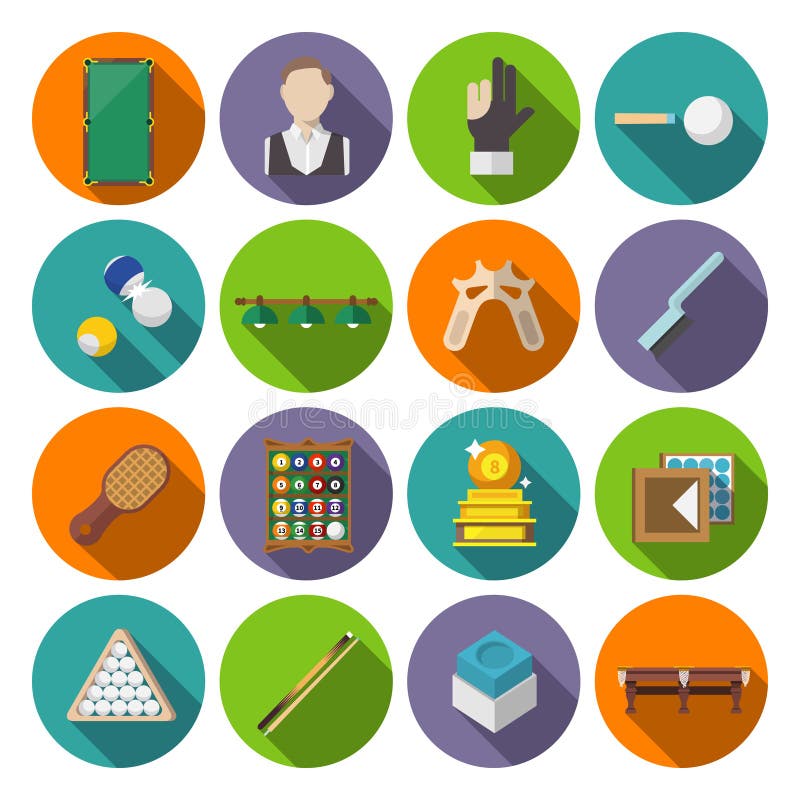 Billiards Icons Flat Vector Design Illustration Stock Vector ...