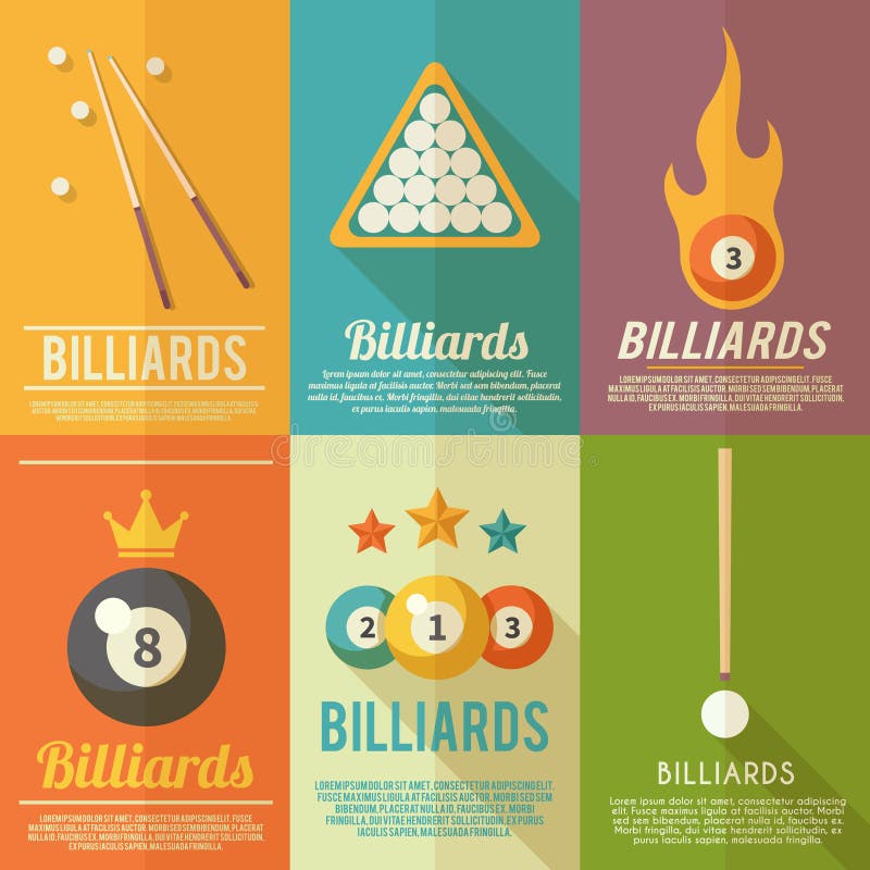 Billiards Poster Set stock vector. Illustration of champion - 210227436
