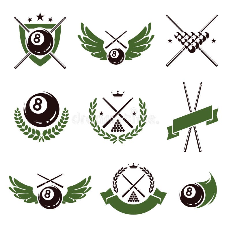 Set of Billiards Emblems Labels Stock Vector - Illustration of business ...