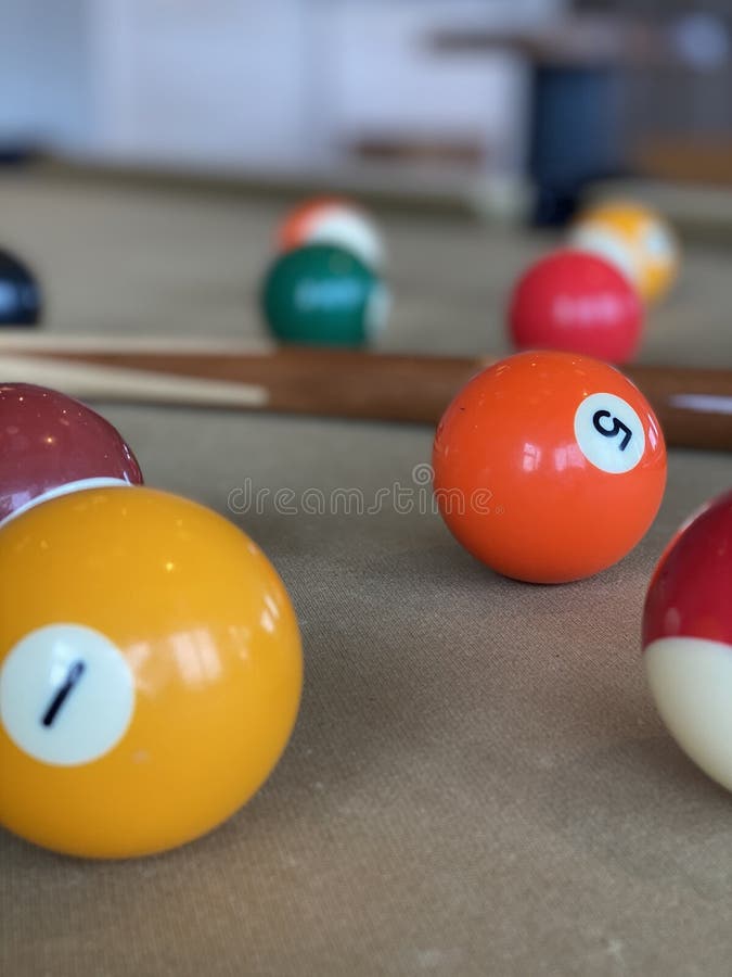 Billiards on Tan Felt Table Stock Image - Image of table, pool: 262103499