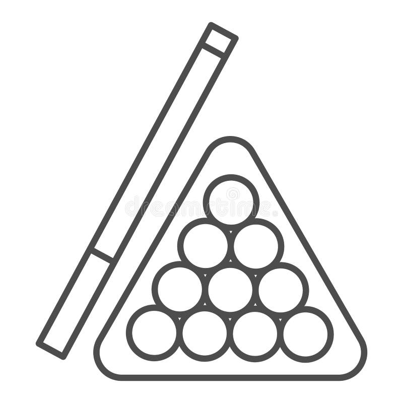 Billiards Thin Line Icon. Pool Cue and Balls Vector Illustration ...