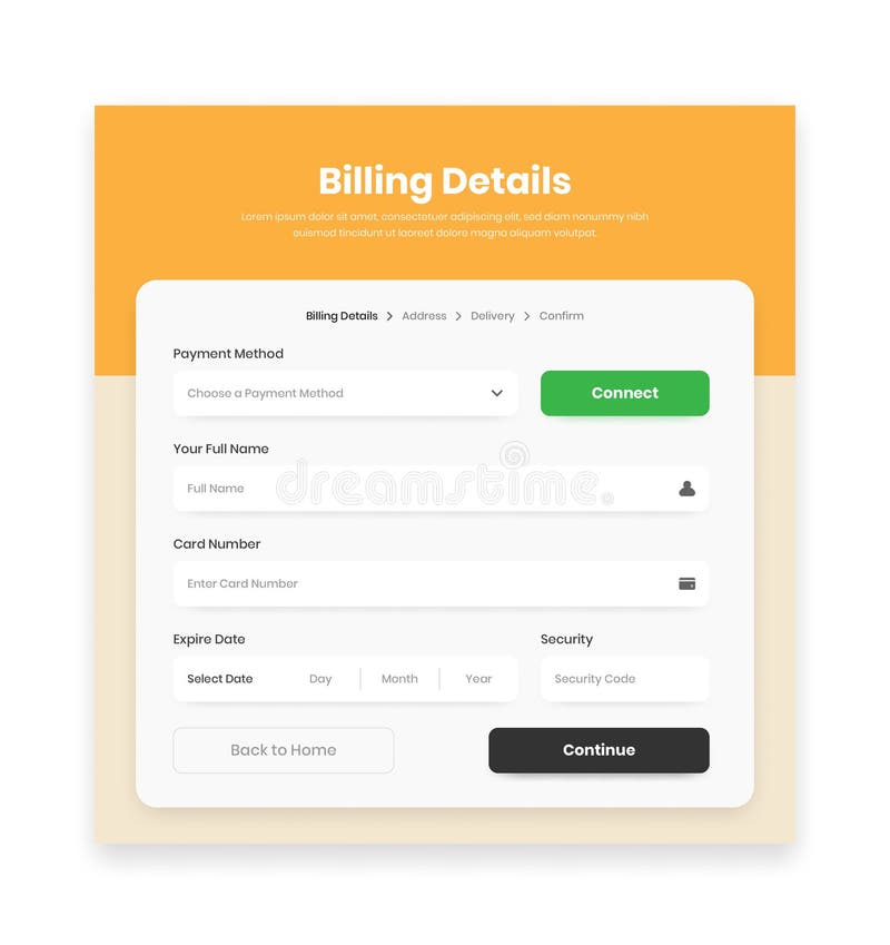 Billing Form and Add Payment Web User Interface Design Template Stock ...