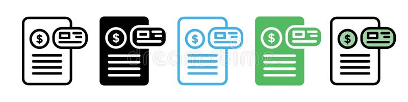Billing and Invoice Document Icon Set for Payment Processing Stock ...