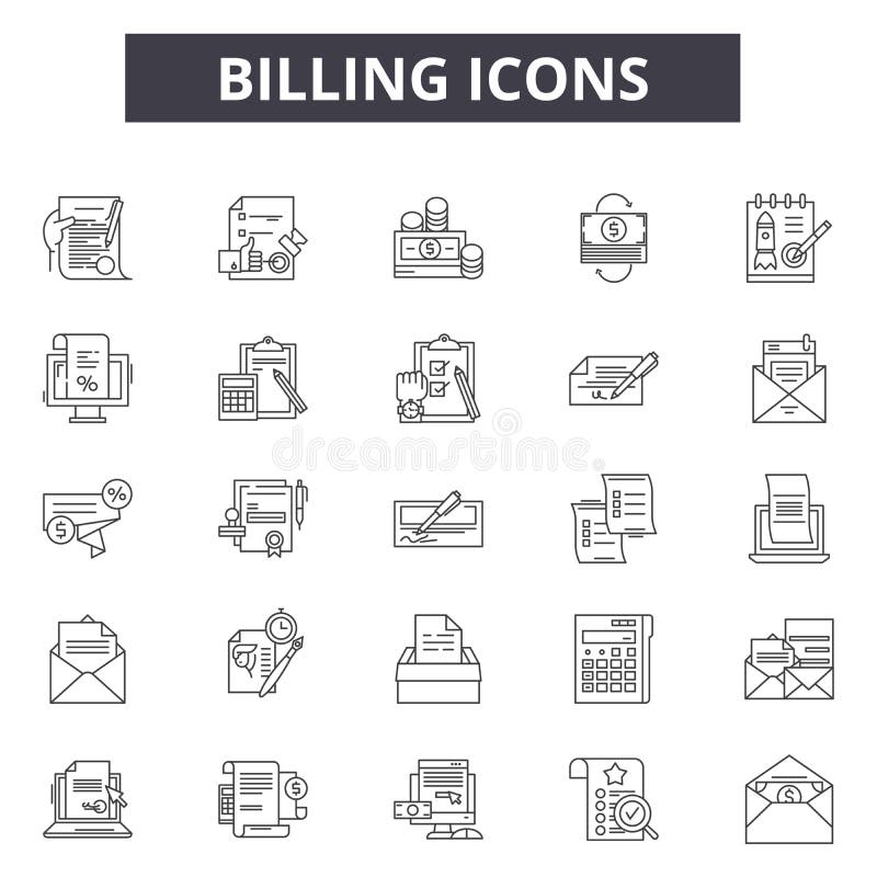 Billing Line Icons for Web and Mobile Design. Editable Stroke Signs ...
