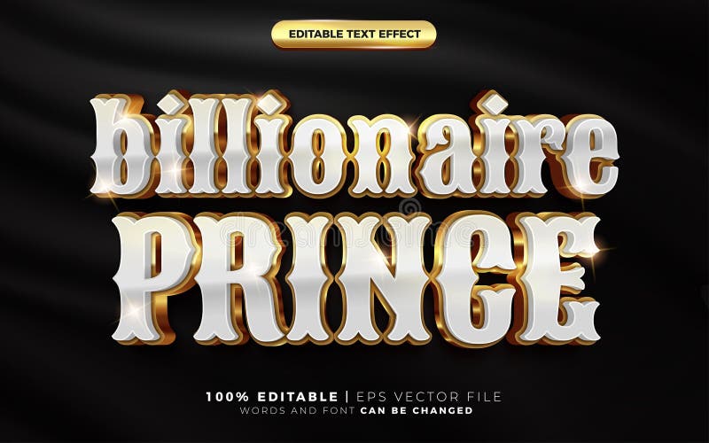 Billionaire Prince Luxury White Golden Sparkle Text Style Effect ...