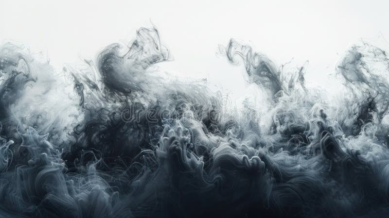 Billowing Black Smoke Cloud on White Background Stock Image - Image of ...