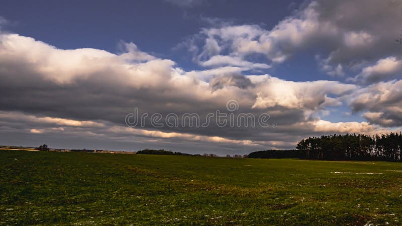 Billowing clouds stock image. Image of tree, meadow - 269864017
